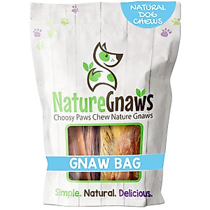 Nature Gnaws Variety Pack for Large Dogs (12 Count) - Bully Sticks, Beef Tendons and Tripe Twists for Dogs - Natural Long Lasting Beef Dog Chew Bones - Rawhide Free