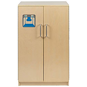 Flash Furniture Hercules Children's Wooden Kitchen Refrigerator for Commercial or Home Use - Safe, Kid Friendly Design, Natural