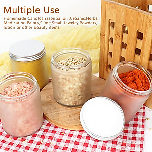 12 Pack 8 oz Round Frosted Glass Jars with Silver Metal Lids, 240ml Matte Clear Empty Candle Jars Cosmetic Jars Food Storage Containers, Canning Jars For Spice,Powder,Liquid,Sample,Face Cream Lotion