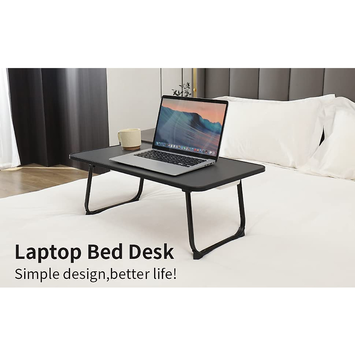 [28' x 16'] Extra Large Foldable Laptop Table for Bed, Floor Desk - Great for Eating, Study, Computer Use & Writing (Black)