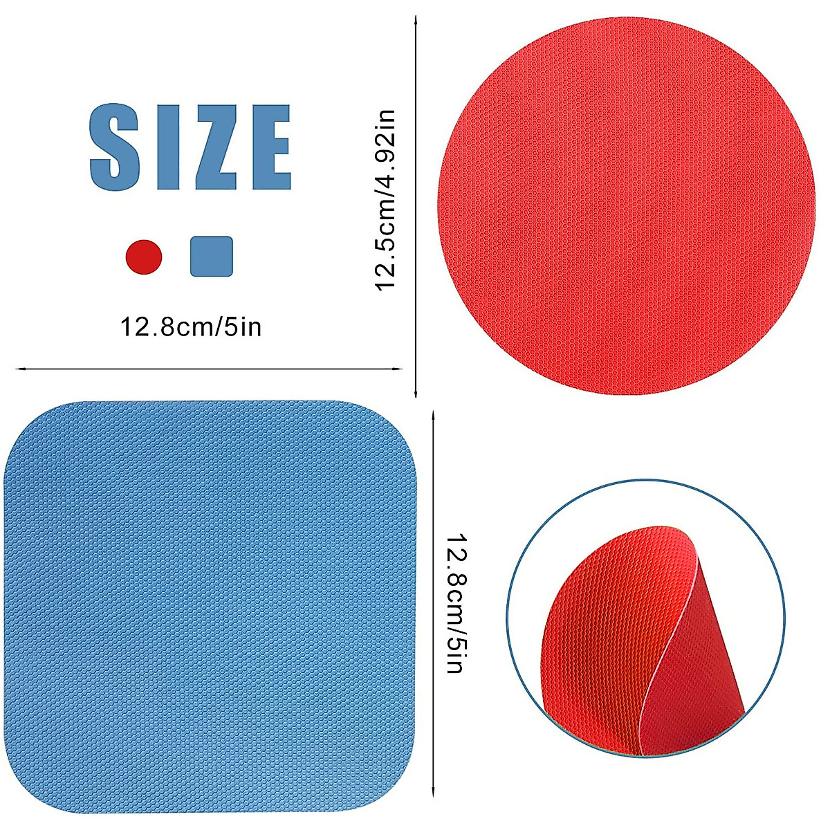 Leteveri Jar Opener Gripper Pad - Rubber Grippers for Opening Jars，Multifunctional Jar Opener for Seniors with Arthritis Weak Hands Kitchen Coasters(Light Blue, Red)