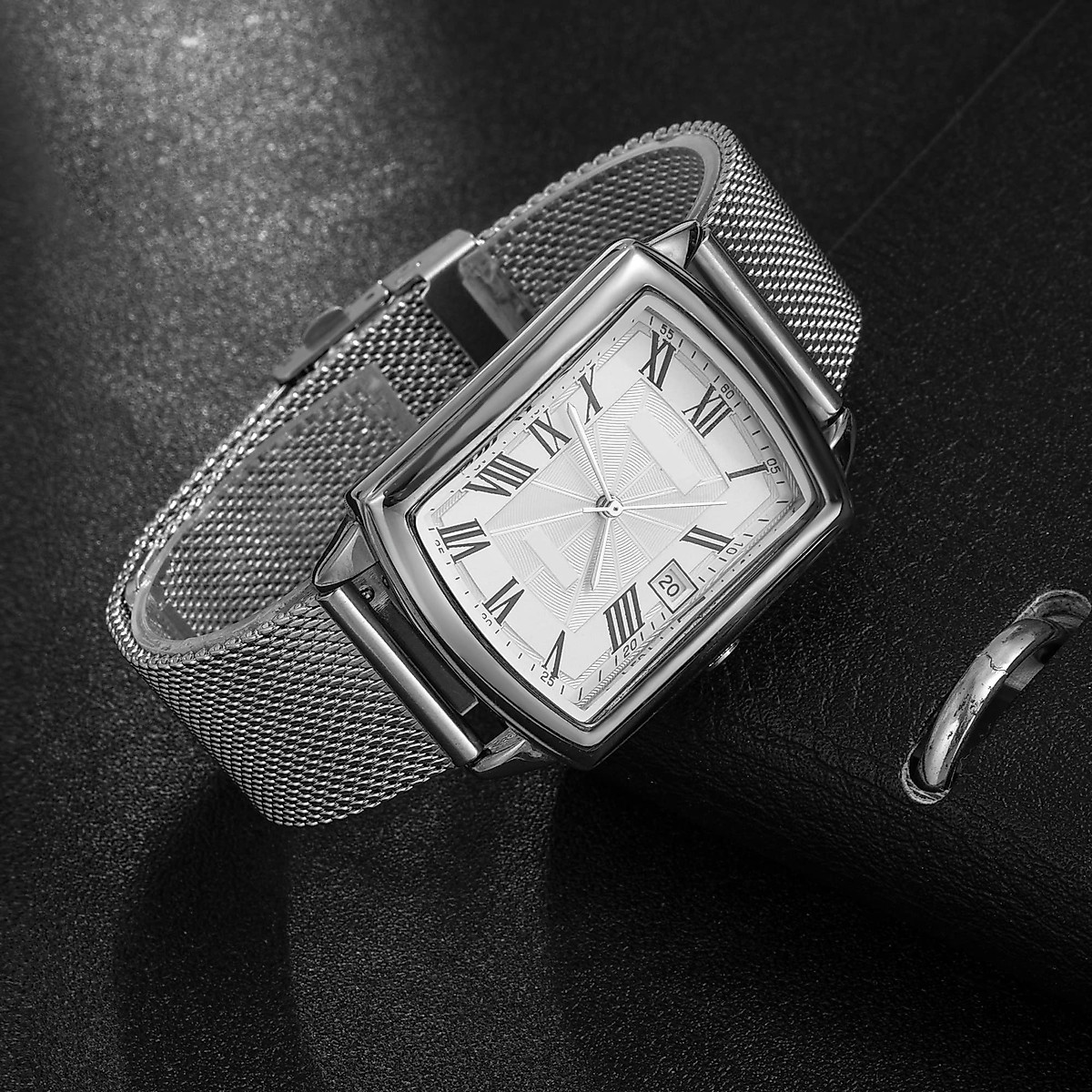 EACHE Stainless steel Mesh watch band for Men Women Quick release Adjustable Mesh Watch Straps 18mm Silver