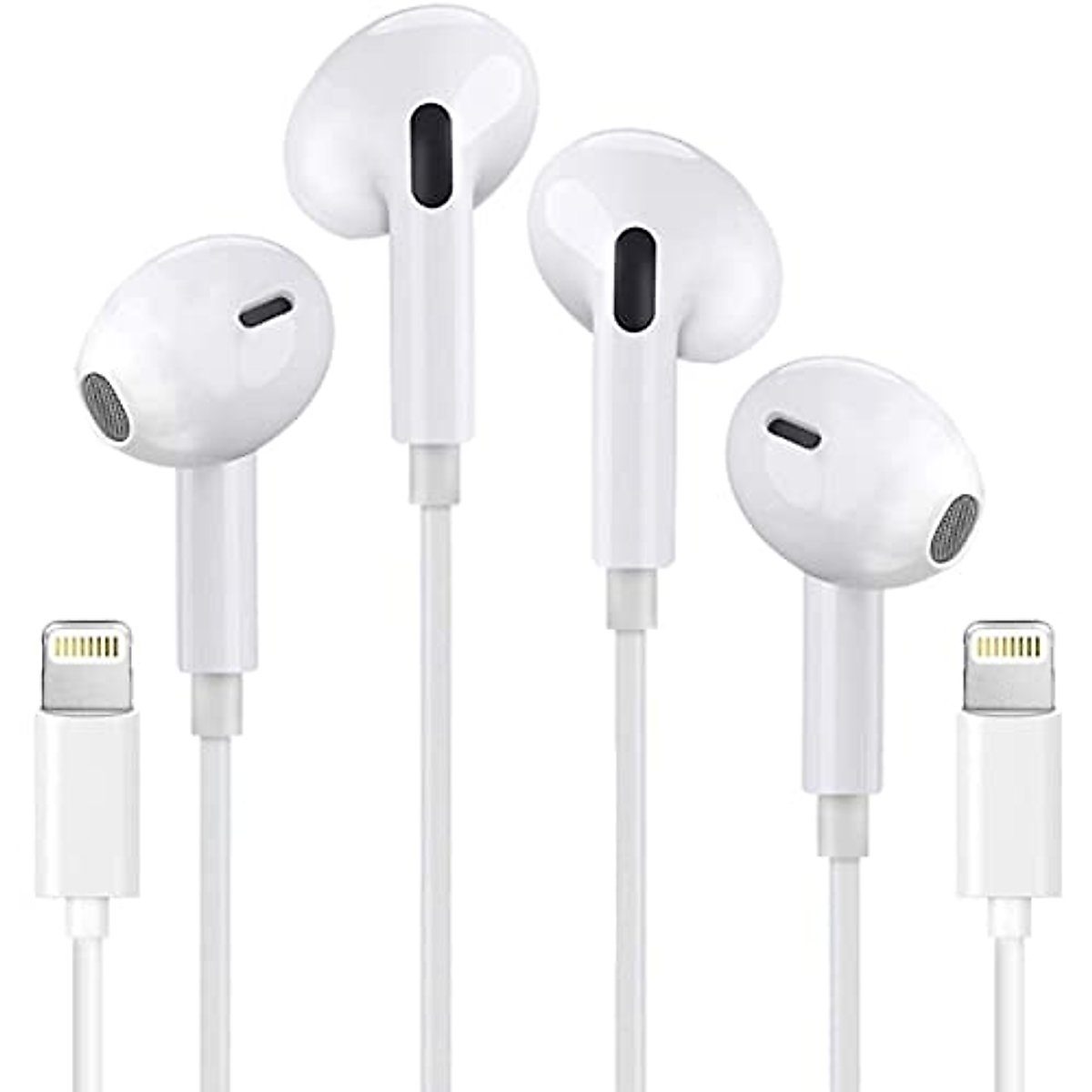2 Pack-iPhone Earbuds Wired Lightning Headphone【Apple MFi Certified】in-Ear Headset Stereo Noise Canceling with Built-in Microphone & Volume Control Compatible with iPhone 13/12/11/SE/X/XR/8/7-All iOS