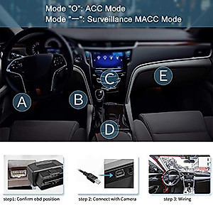 【2 Pack】 OBD Power Cable, Mini USB Port OBD2 Power Cable for Dash Camera 24 Hours Surveillance/Acc Mode with Switch Button, 16Pin OBDII Adapter Hardwire Charger Cable 12-26V to 5V
