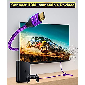 Basesailor 8K 60Hz HDMI Cable 10FT 2 Pack,48Gbps 7680P Ultra High Speed Cord for Apple TV,Roku,Samsung QLED,2.0 2.1,Sony Playstation,PS5,6FT,Xbox One Series X,eARC HDR HDCP 2.2 2.3,4K 120Hz 144Hz