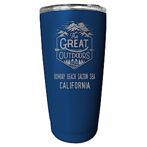 R and R Imports Bombay Beach Salton Sea California Etched 16 oz Stainless Steel Insulated Tumbler Outdoor Adventure Design Navy.