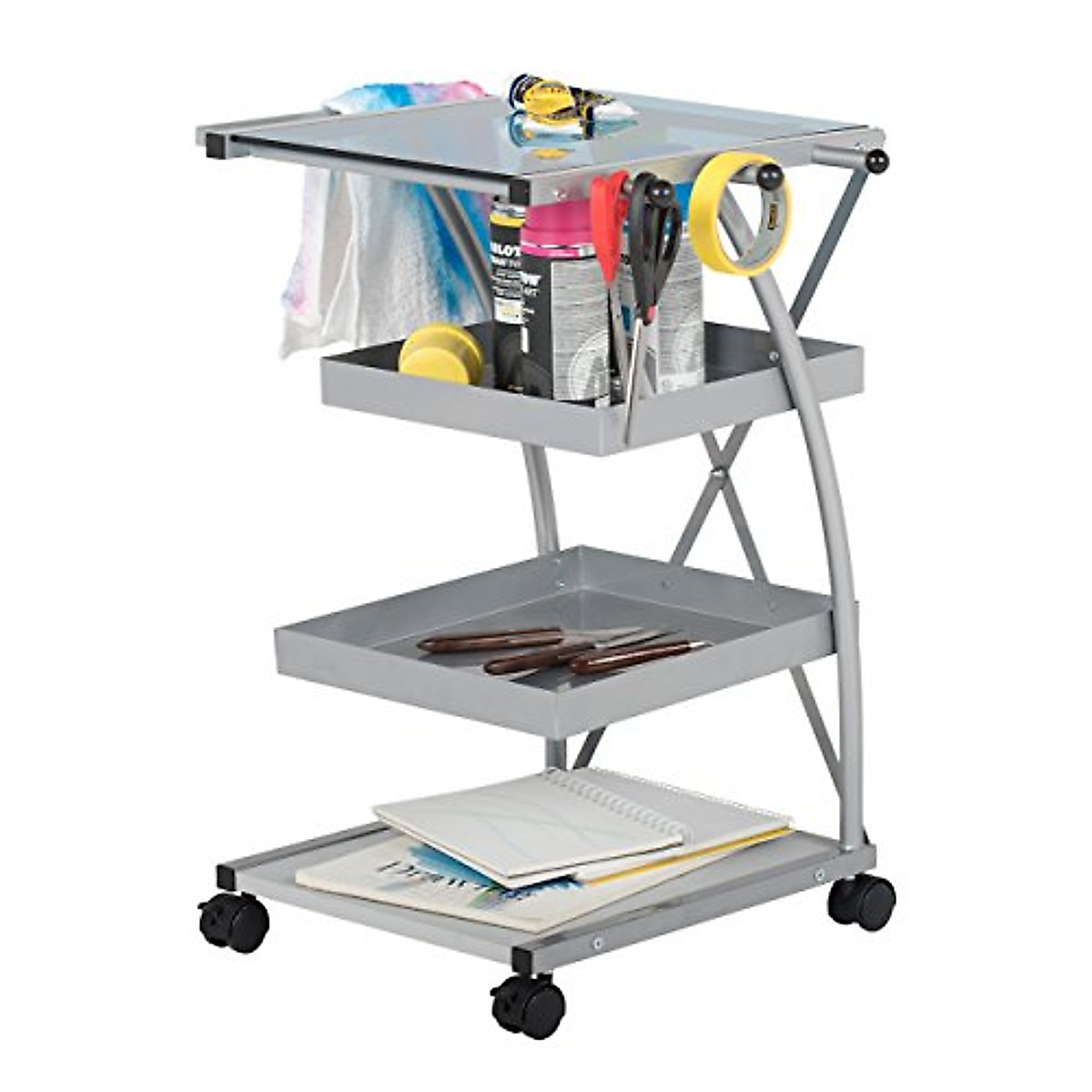 SD STUDIO DESIGNS Modern Triflex Mobile Storage Taboret for Arts and Crafts Silver 18.5" W x 16" D x 25.5" H