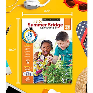 Summer Bridge Activities 4th to 5th Grade Workbook, Math, Reading Comprehension, Writing, Science, Social Studies, Fitness Summer Learning Activities, 5th Grade Workbooks All Subjects With Flash Cards