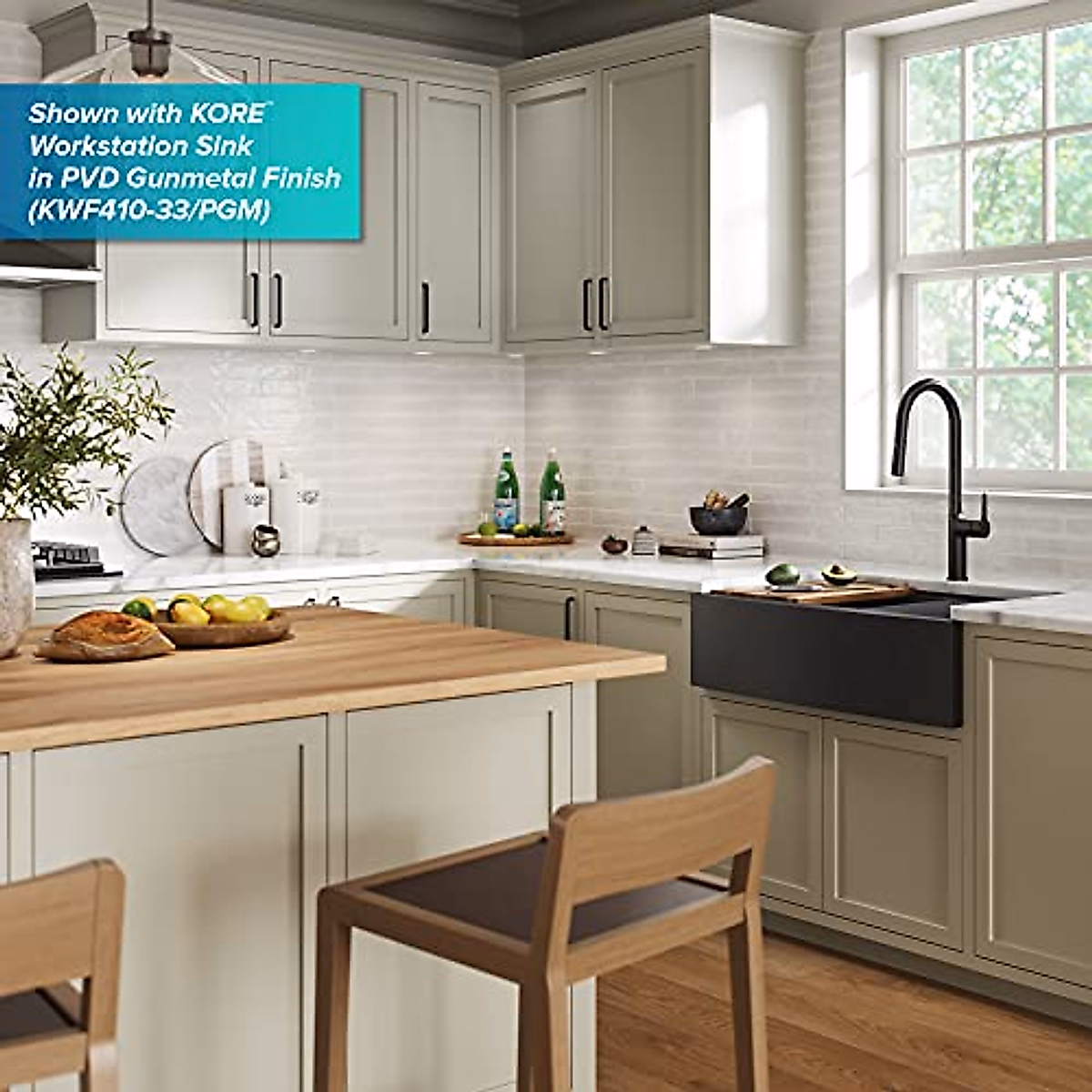 KRAUS Oletto Tall Modern Single-Handle Touch Kitchen Sink Faucet with Pull Down Sprayer in Matte Black, KTF-3101MB