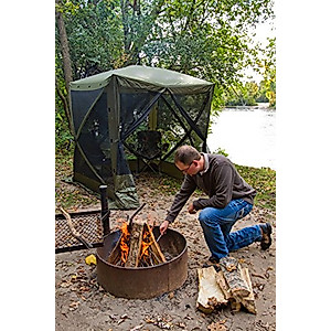 QUICK-SET Clam Traveler 6 x 6 Foot Portable Pop Up Outdoor Camping Gazebo Screen Tent 4 Sided Canopy Shelter with Ground Stakes and Carry Bag, Brown