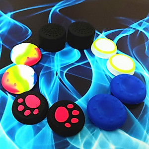 Skin for PS5 Controller Grips, Silicone Case Cover for PlayStation 5 Anti-Slip Protector with 10pcs Thumb Joysticks Caps (Blue Starry Sky)