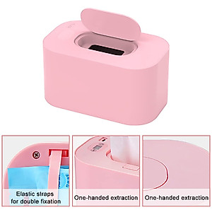 oAutoSjy Baby Wipe Warmer USB Wet Wipes Dispenser Adjustable Precise Temperature Control Portable Wet Wipe Warmer Evenly and Quickly Overall Heating Large Capacity Diaper Holder Wet Tissue Box Pink