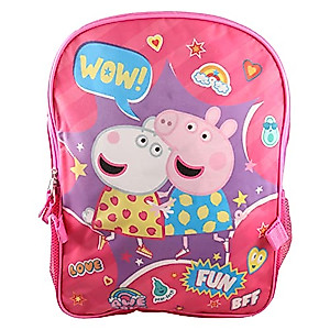 Nicktoons Peppa Pig Backpack and Lunch Box for Kids - 6 Pc Bundle with 16" Peppa Pig School Backpack Bag, Lunch Bag, Flashcards, Stickers, and More (Peppa Pig School Supplies)