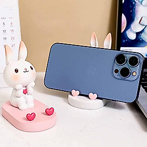 Mgiahekc Cell Phone Stand for Desk Cute Bunny,Creative Phone Holder Modern Living Room Home Decoration,Pink