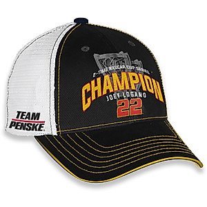 Joey Logano Team Penske 2022 NASCAR Cup Series 2X Champion Black White Mesh Adjustable Hat