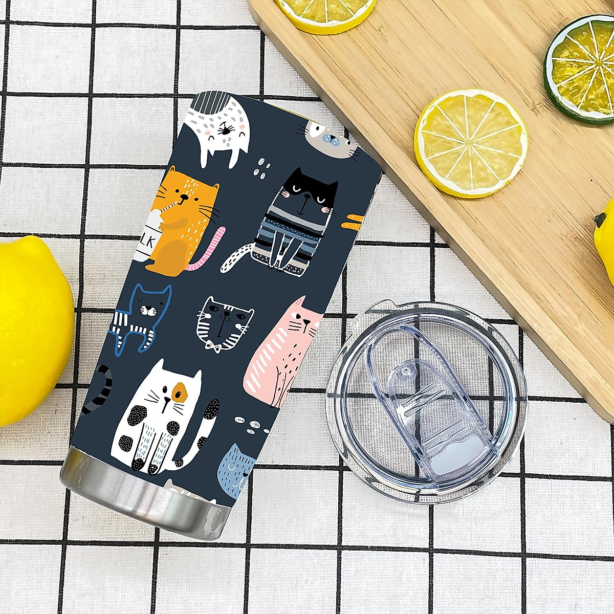 Waldeal Cute Cats 20 oz Tumbler with Lid, Vacuum Insulated Tumblers Cup for Men Women, Festival Birthday Gifts for Cat Lover