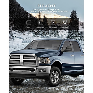 OCPTY Tow Mirrors Power Adjusted Heated Towing Mirrors for 2002-2008 for DODGE for Ram 1500 Pickup Truck 2003-2009 for DODGE for Ram 2500 Pickup Truck with Black housing Manual Flip Up