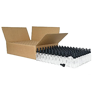 (Pack of 108) 1 oz. Clear Boston Round with Black Graduated Glass Dropper