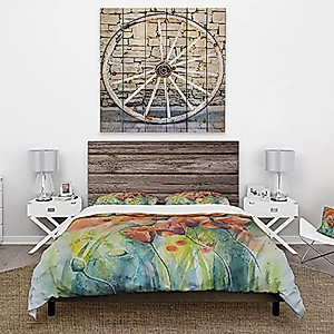 DESIGN ART Designart 'Red Blossoming Poppies V' Traditional Duvet Cover Set Full/Queen Cover + 2 Shams 3 Piece