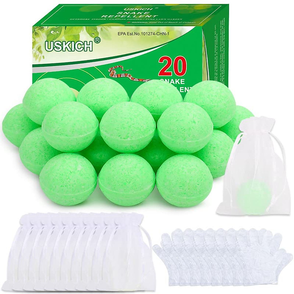 20Pcs Snake Away Repellent, Snake Repellent Balls for Outdoors Indoor Snakes Rats and Other Pests, for Yard Lawn Garden Camping Fishing, Pest Insect Control