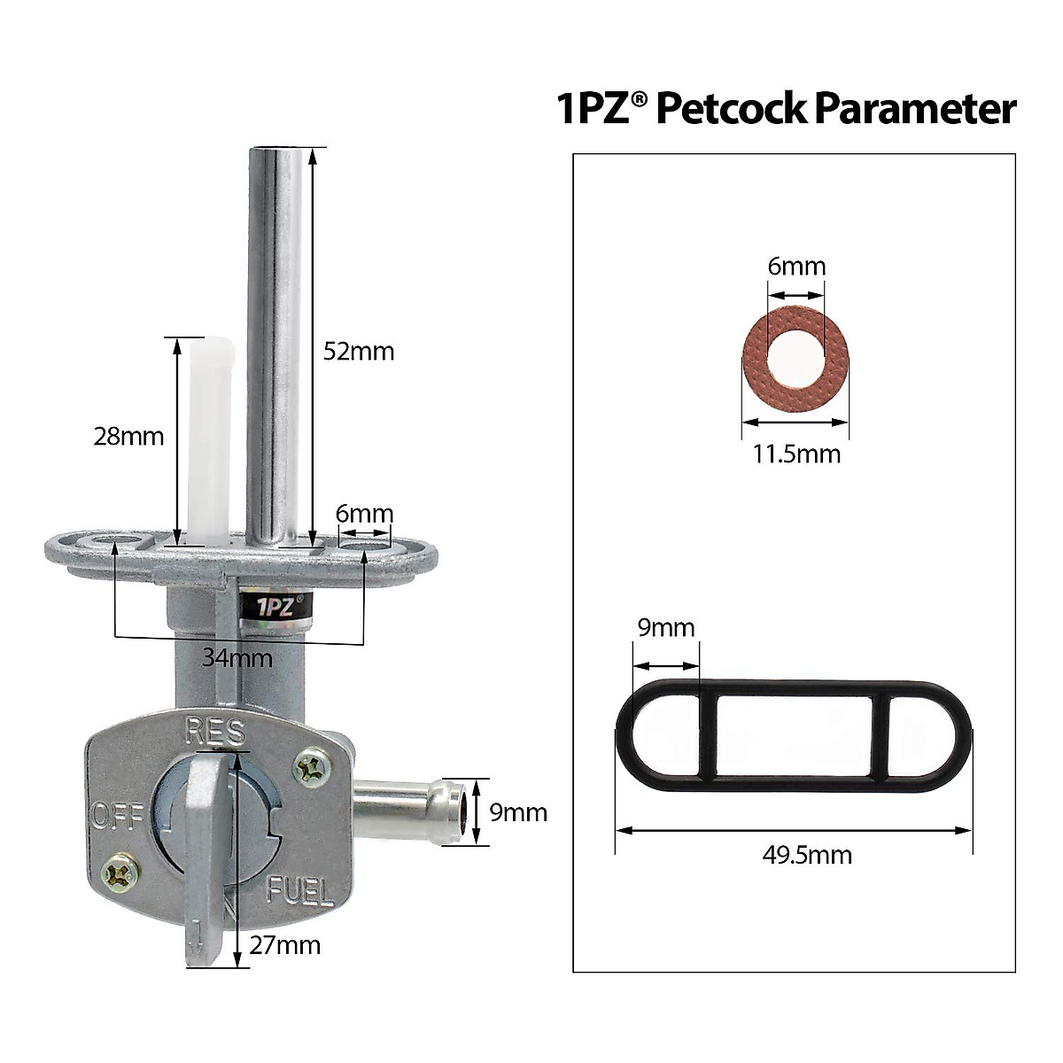 1PZ SL1-P01 Fuel Gas Tank Petcock Valve Replacement for Yamaha YFS200 YFM250 YFM350 YFM400 YFM600 YFZ350 YFZ450 Suzuki DRZ400 FZR600 LT80 LTZ250 LTZ400 Raptor 660 Wolverine Banshee 350 Grizzly Blaster