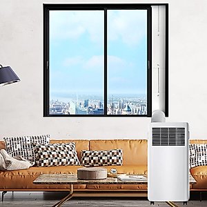 Portable Air Conditioner Window Kit with Coupler, Vertical/Horizontal Sliding Window AC Vent Kit, Adjustable Length from 17" to 60" AC Window Seal Plates Kit for 5.9"/15 cm Exhaust Hose