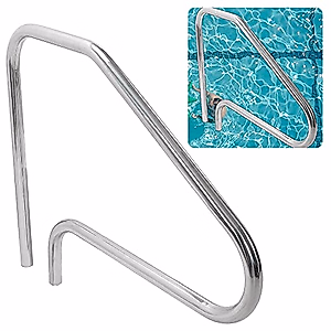 HECASA Pool Handrail Grab Rail Railing 37" Tall Swimming Pool Hand Rail Inground Pool Stair Rail Safety Rail Entry Rail Handle Pool Grab Ladder 304 Stainless Steel