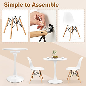 Giantex 3-Piece Dining Table Set for 2 - Kitchen Table Chairs Set with 32” Round Table, Dining Chairs, Dinette Table Set for Small Spaces, Breakfast Nook Table Set, Dining Room Table Set (White)