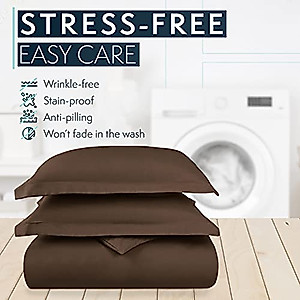 HC COLLECTION Queen Duvet Cover Set - 1500 Thread Lightweight Duvet Covers with Zipper Closure for Comforters w/ 2 Pillow Shams - Brown