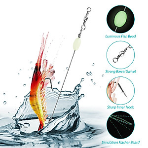 10PCS Saltwater Fishing Lures Shrimp Baits Set, Premium Soft Shrimp Fishing Tackle with Luminous Sharp Hooks, for Freshwater and Saltwater - Syosisny