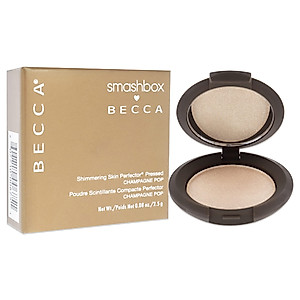 X BECCA Shimmering Skin Perfector Pressed Highlighter, Luminous Glow, Buildable and Blendable, for All Skin Types, Champagne Pop