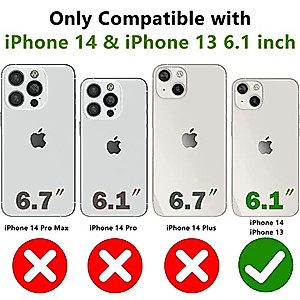 KOBBRAN for iPhone 14 Wallet Case iPhone 13 Case Leather with Credit Card Slots Holder Flip Folio Cover Shockproof Wallet Case for iPhone 14/iPhone 13 Phone Case for Women Men (Rose Red)