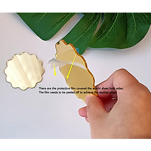 20pcs of Gold Acrylic Wedding Place Card,Mirrored Scallop Place Card,Laser Cut Wavy Circle Acrylic Seating Chart,Acrylic Place Card,Name Place Card (Gold Mirror, 3'')