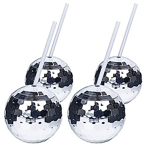 Disco Ball Cup – 4pcs Disco Ball Cups for Party – Fun and Practical Disco Ball Sipper Cups for New Year’s Eve, Bachelorette Party, Bday Party - Disco Ball Tumbler with Straw – Reusable Design