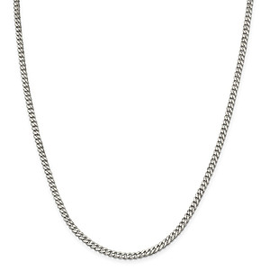 Solid 925 Sterling Silver 3.5mm Curb Cuban Chain Necklace - with Secure Lobster Lock Clasp 18"