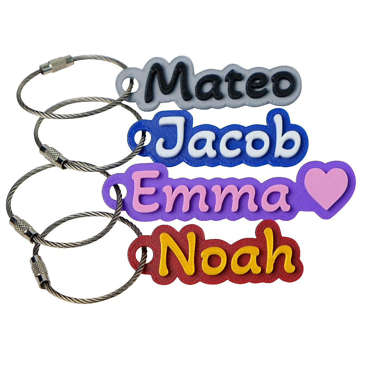 Personalized Water Bottle and Bag Name Tag Curvy Font, Hard Plastic Luggage Label Custom Nametag, Bulk Discounts