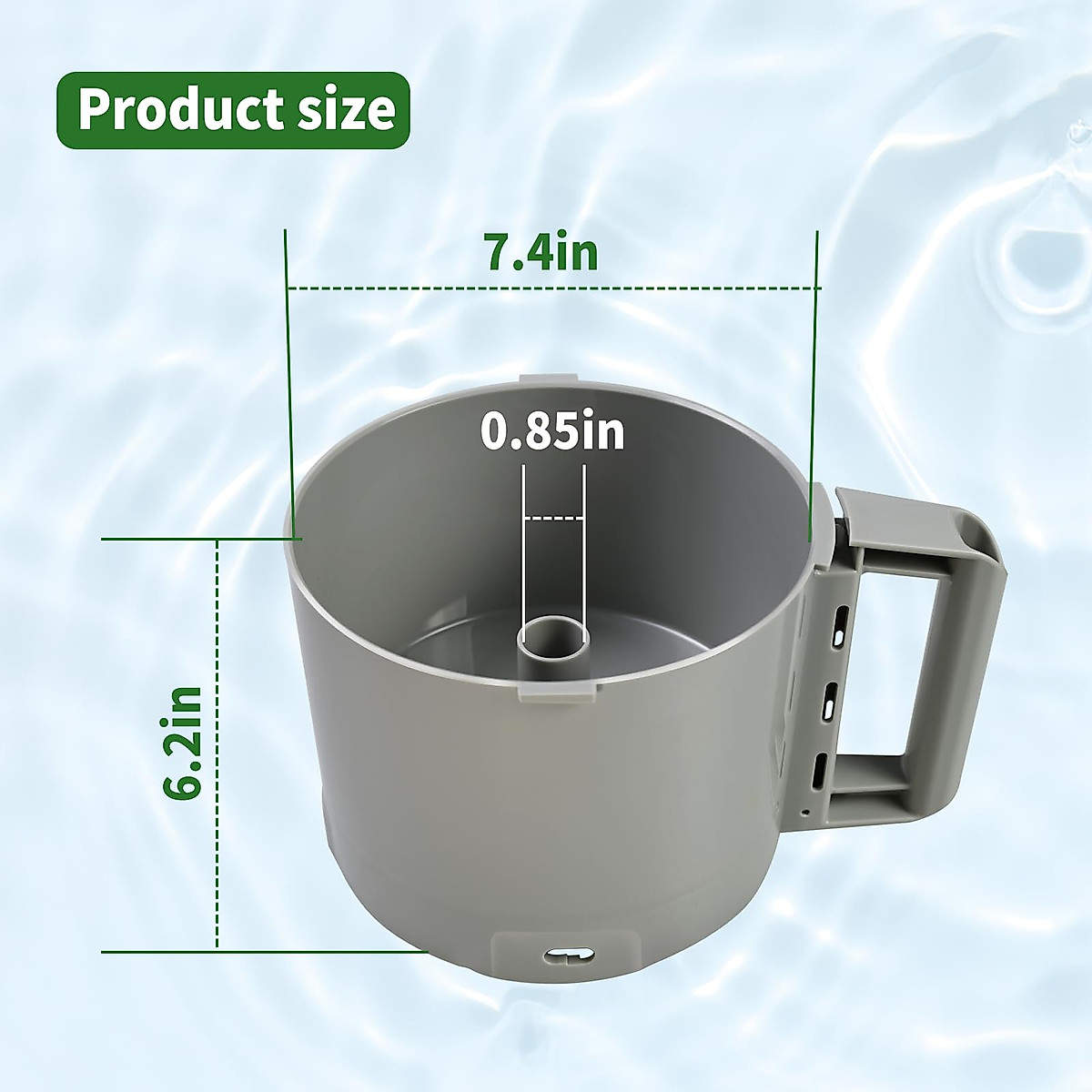 Vanshly 112204S Food Processor Gray Bowl 3 Quart compatible with Robot Coupe R2 3L Gb,R2 DICE, R2 Dice, R2B, R2N