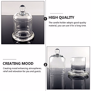 Bell Jar Glass Display Dome Cloche Terrarium Jar Plant Cover Cake Dessert Display Stand Candle Holder Cup Glass Dome for Plants Succulents Fairy Lights Photos 12. 8cm