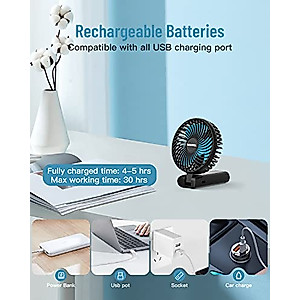Portable Fan, 5200mAh Mini Handheld Fan,Baby Stroller Fan With Flexible Tripod, 3 IN 1 Portable Fan, Detachable & Foldable Personal Fan for Baby, Travel, Outdoor, Desk