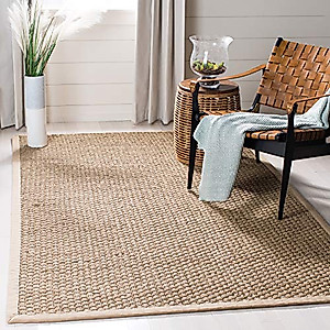 SAFAVIEH Natural Fiber Collection 5' x 8' Beige NF114A Border Basketweave Seagrass Area Rug