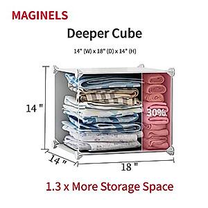 MAGINELS Large Cube Storage -14"x18" Depth Cube (12 Cubes) Organizer Shelves Clothes Dresser Closet Storage Organizer Cabinet Shelving Bookshelf Toy Organizer, White