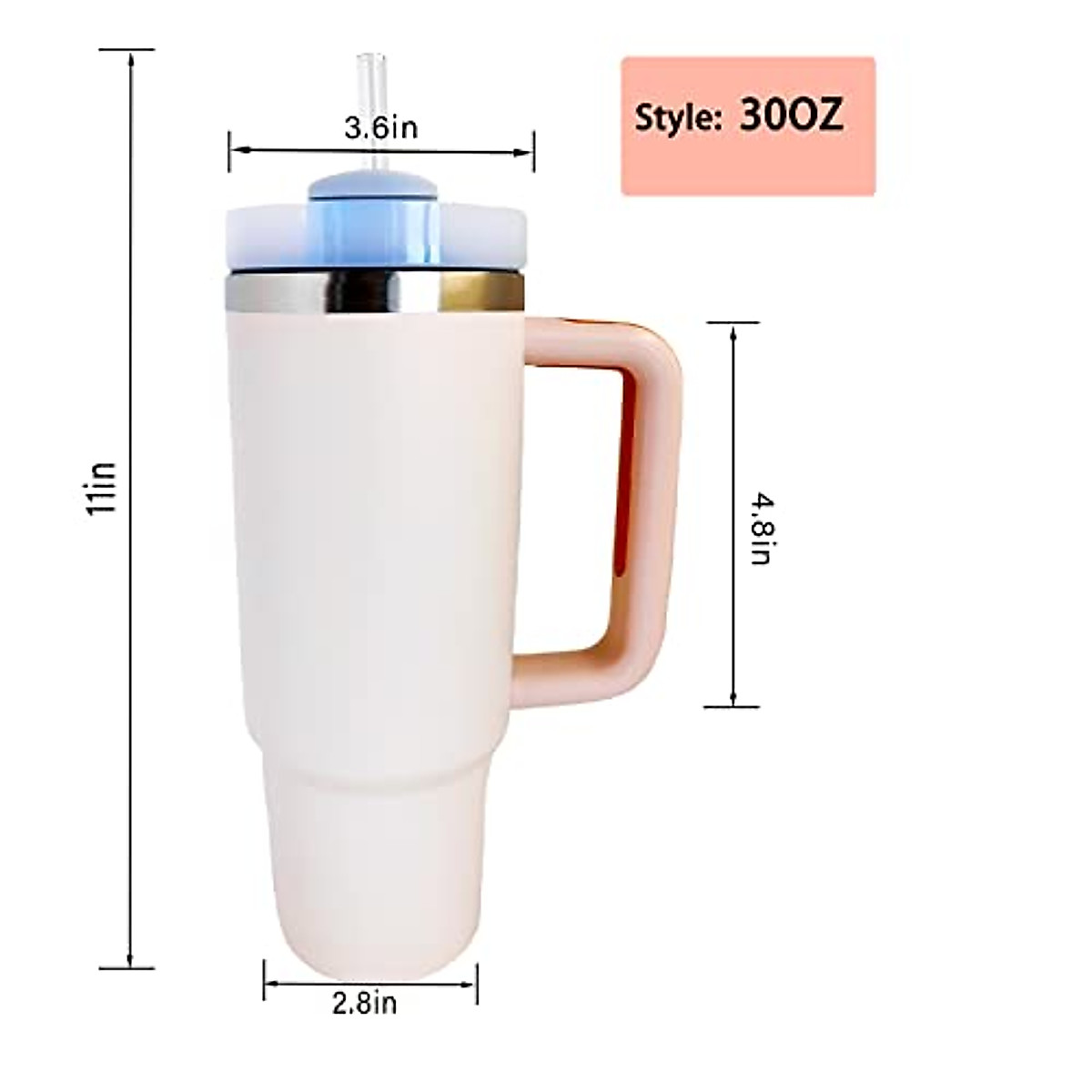 30 oz Tumbler with Handle and Straw Lid for Water, Double Wall Vacuum Sealed Stainless Steel Insulated Tumblers, Travel Cup for Hot and Cold Beverages, Travel Coffee Mug；