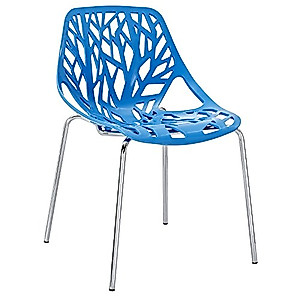 Modway Stencil Modern Stacking Kitchen and Dining Room Chair in Blue