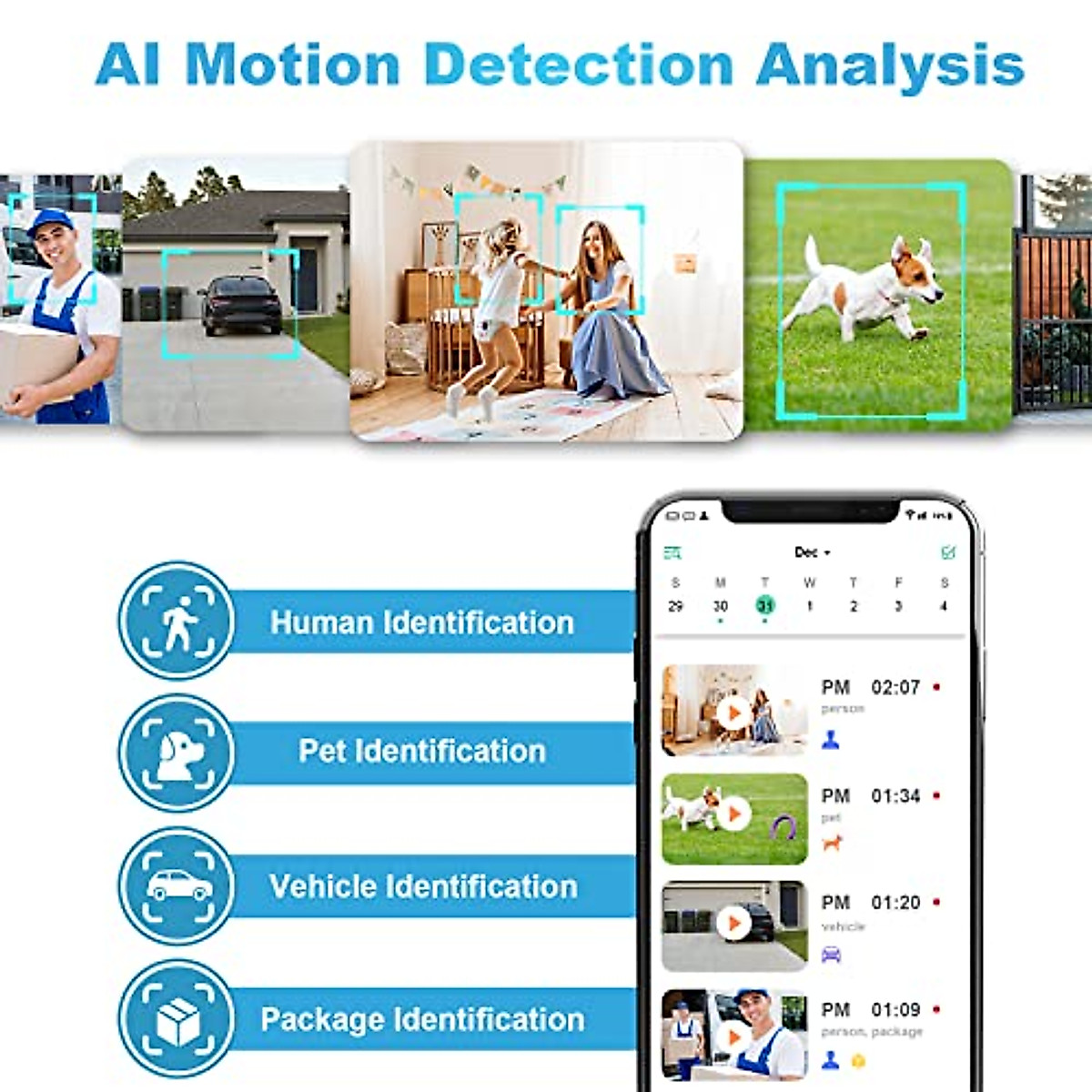 Wireless Indoor Camera for Security, 1080P Battery Powered Security Cameras Wireless Outdoor AI Motion Detection WiFi Home Camera with Siren, Spotlight, Color Night Vision,2-Way Talk, SD/Cloud Storage