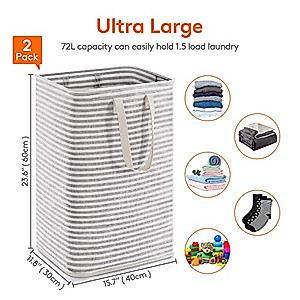 Lifewit 2 Pack 72L Laundry Hamper Pop Up Basket and 100L Clothes Hamper with Removable Bag