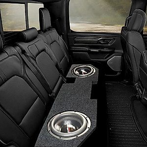 QPower 10 Inch Heavy Duty Dual Vented Carpet Covered Durable Car Audio Vehicle Subwoofer Enclosure Woofer Box, Charcoal Black