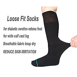 VEIGIKE Walking Boot Socks Replacement Sock Liner for Orthopedic Walker Brace,Tube Socks Under Air Cam Walkers and Fracture Boot Cast Surgical leg Cover Black 2 Pairs