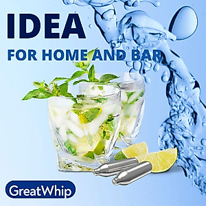 GreatWhip 50 Count 8g CO2 Soda Cartridges for Soda Maker Soda Chargers for Carbonated Water Machine for Sparkling Water Maker