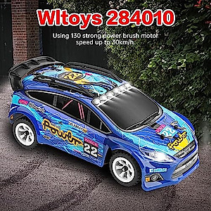 WLtoys 284010 RC Car 1/28 Mini RC Drift Car with 3 Upgraded 500mah Battery 30km/h RC Race Car 4x4 Drift RC Car V8 Remote 2.4GHz 4 WD RC Racing Car with LED Lights for Adults