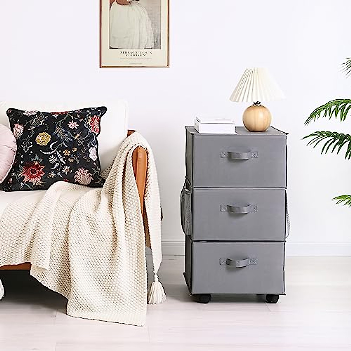 GRANNY SAYS 3 Drawer Storage Organizer, Storage Drawer for Bedroom, Fabric Storage Closet Drawers, Foldable Drawers for Clothing, Gray